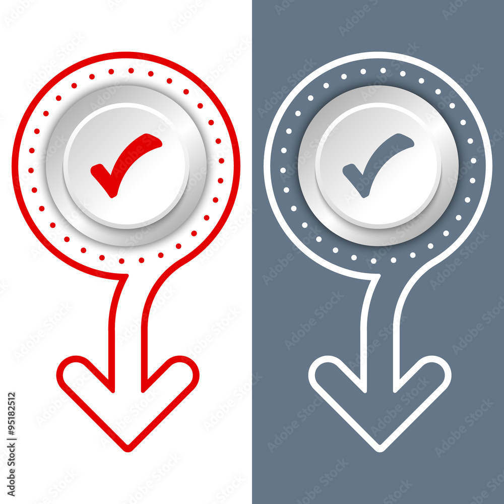 Simple flat abstract arrow and check box Stock-Vektorgrafik | Adobe Stock