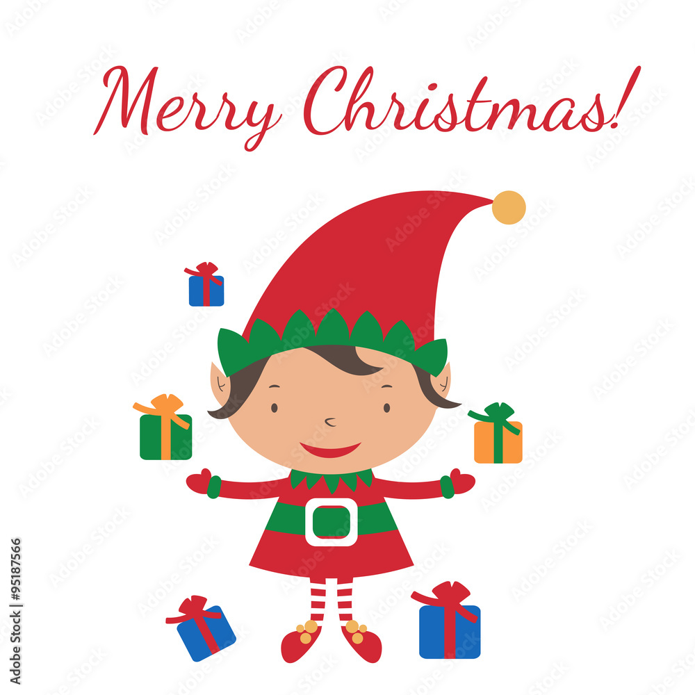 Christmas Elf Card template. Vector Stock Vector | Adobe Stock