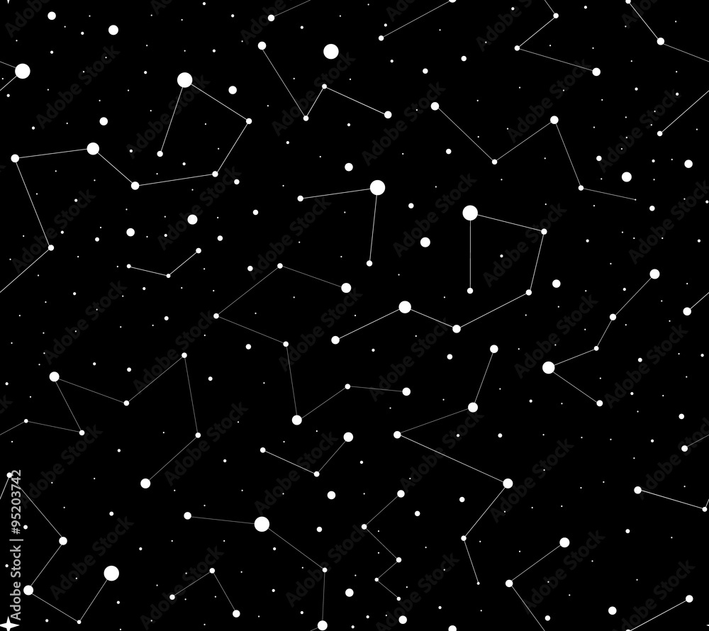 Cosmic vector endless texture with shining stars and constellations on ...