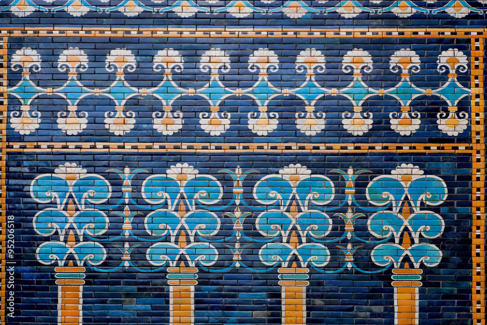 Ceramic coating with images of trees and patterns on the historical ...