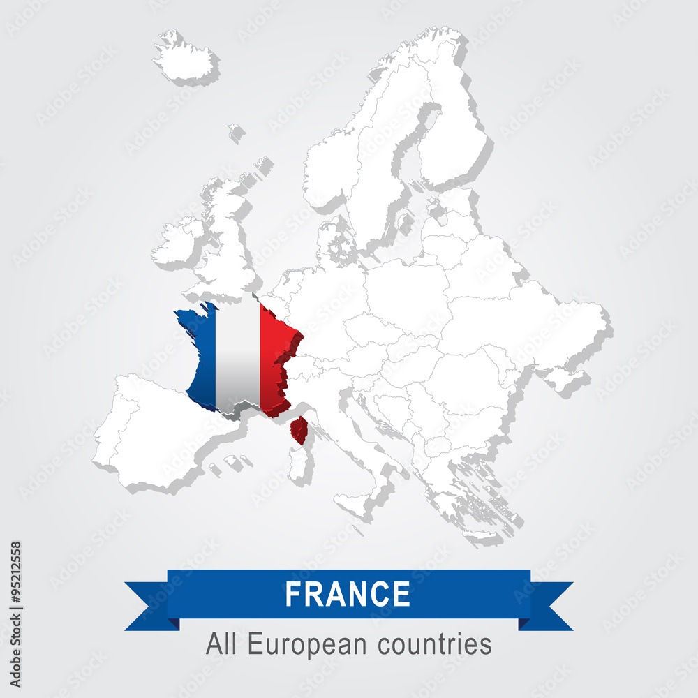 Fototapeta mapa świata dla dzieci France. Europe administrative map ...