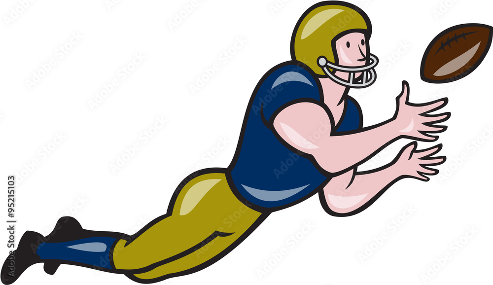 American Football Receiver Catching Ball Cartoon Stock Vector | Adobe Stock