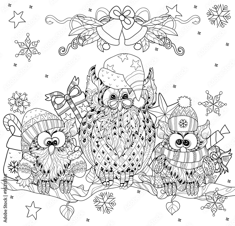 Christmas Owl Coloring Pages