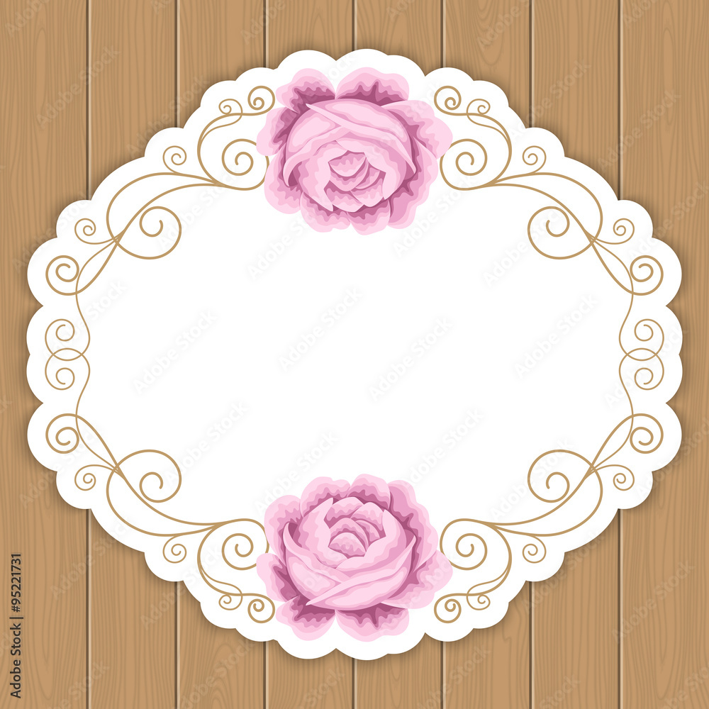 Wood background with roses Stock Vector | Adobe Stock