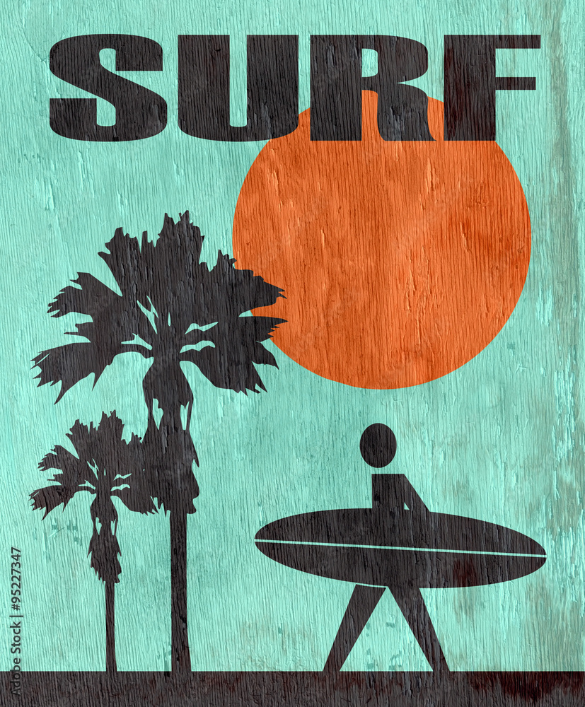 surf sign with wood grain texture Stock Illustration | Adobe Stock