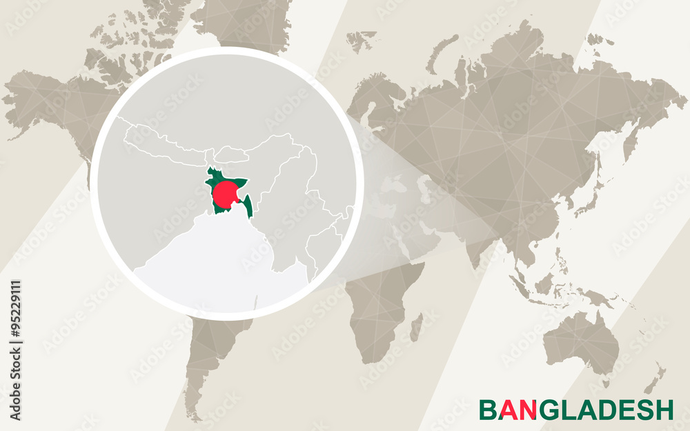 Zoom on Bangladesh Map and Flag. World Map. Stock Vector | Adobe Stock