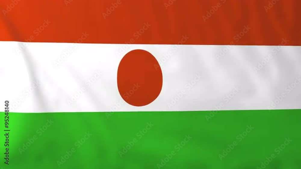 Flag of Niger, slow motion waving. Rendered using official design and ...