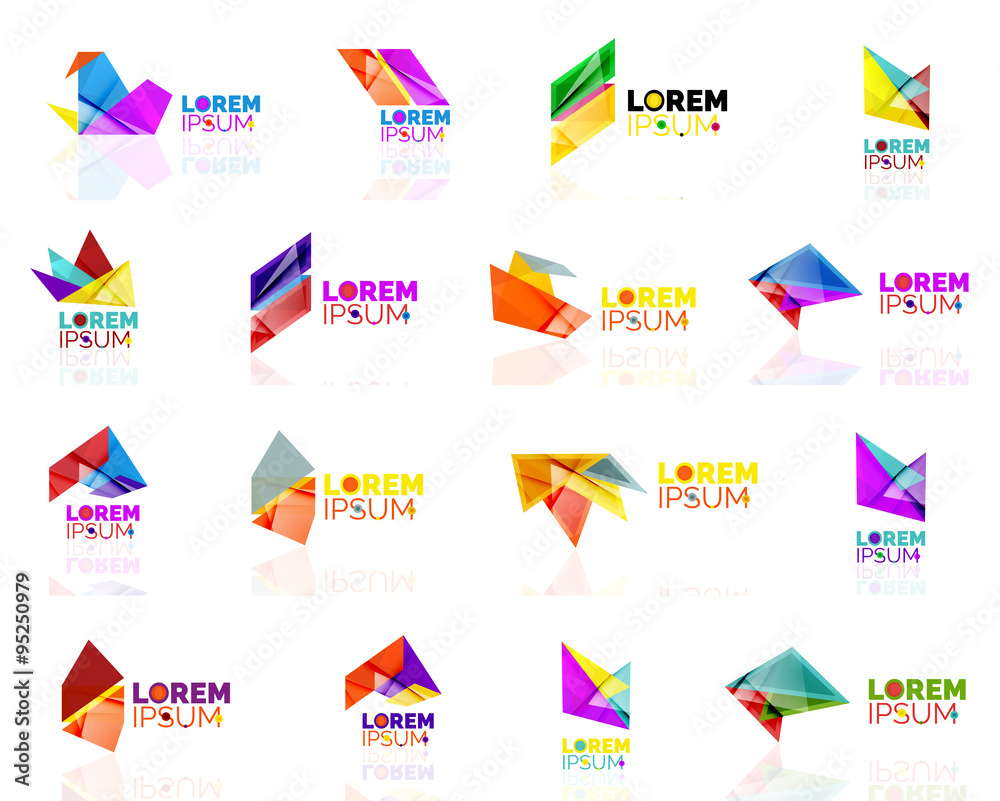 Geometric shapes company logo set, paper origami style Stock Vector ...