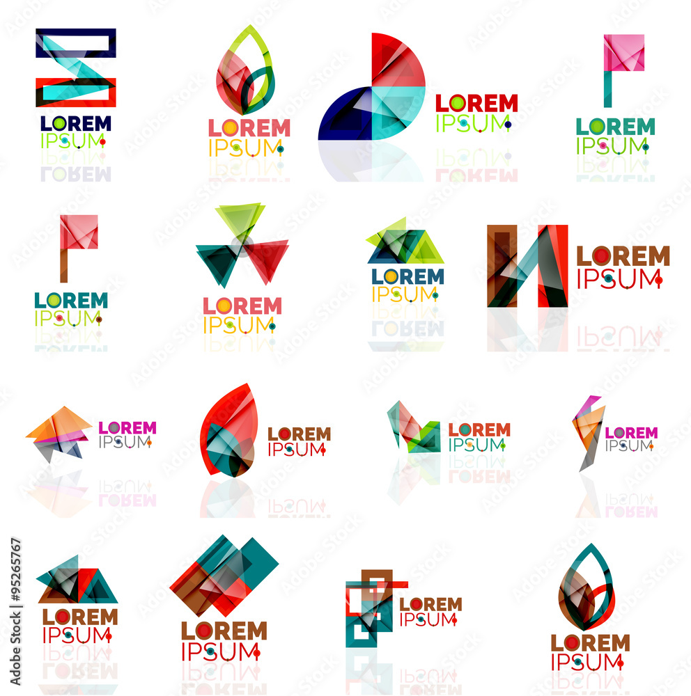 Geometric shapes company logo set, paper origami style Stock Vector ...