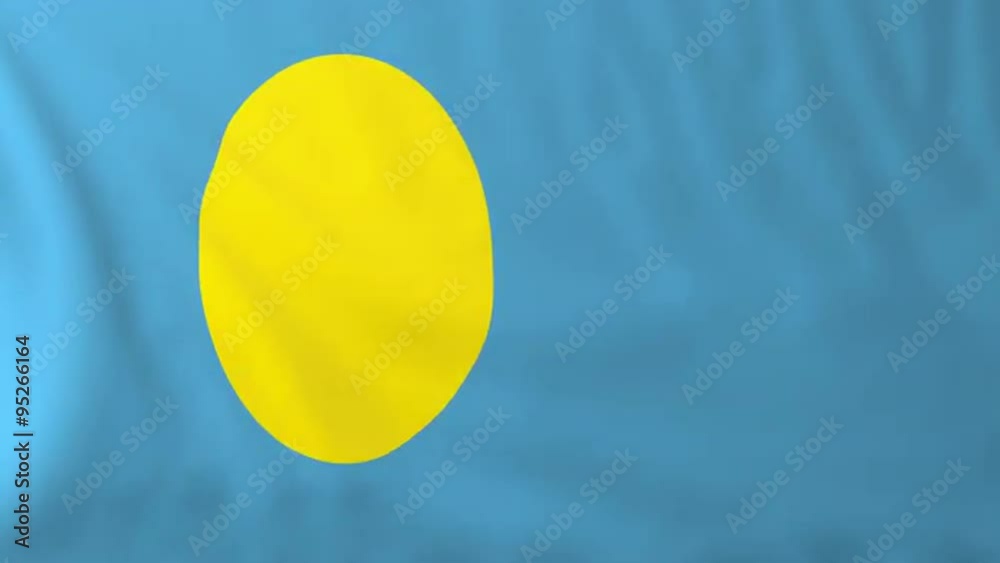 Flag of Palau, slow motion waving. Rendered using official design and ...