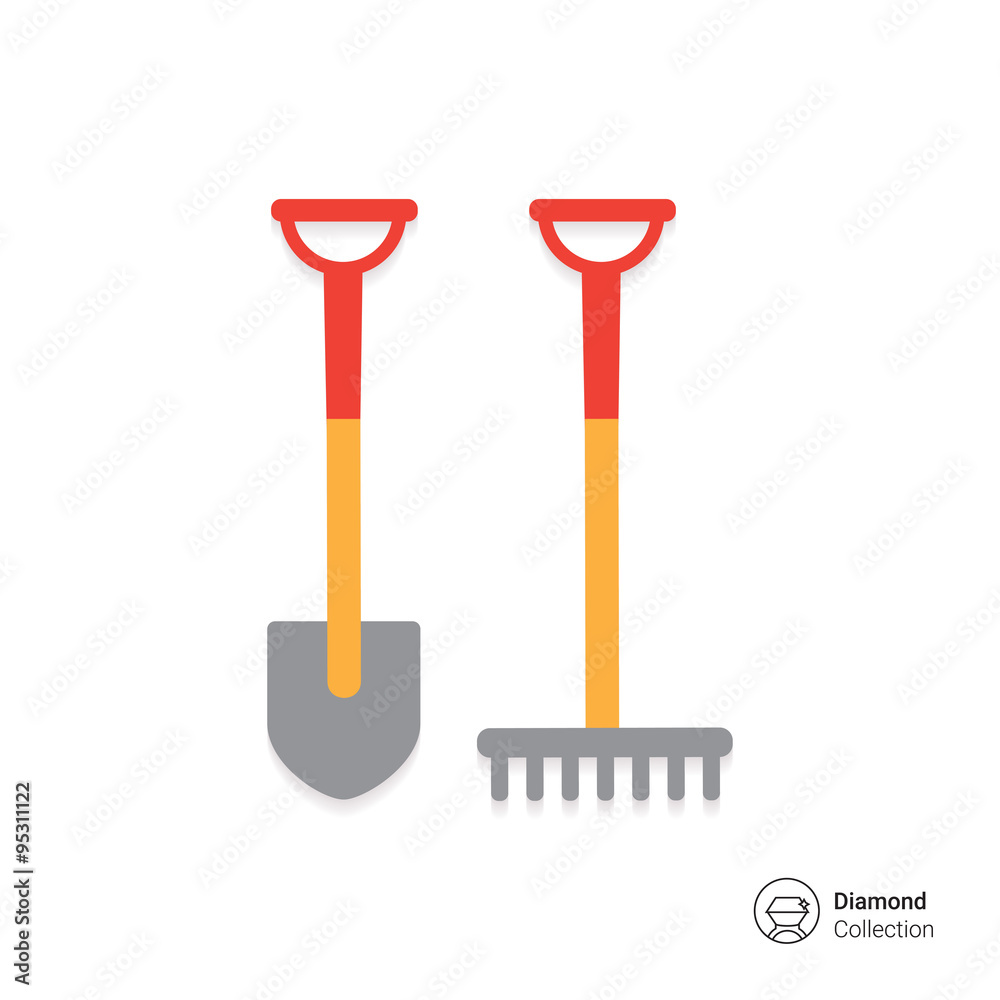 Spade and rake icon Stock Vector | Adobe Stock