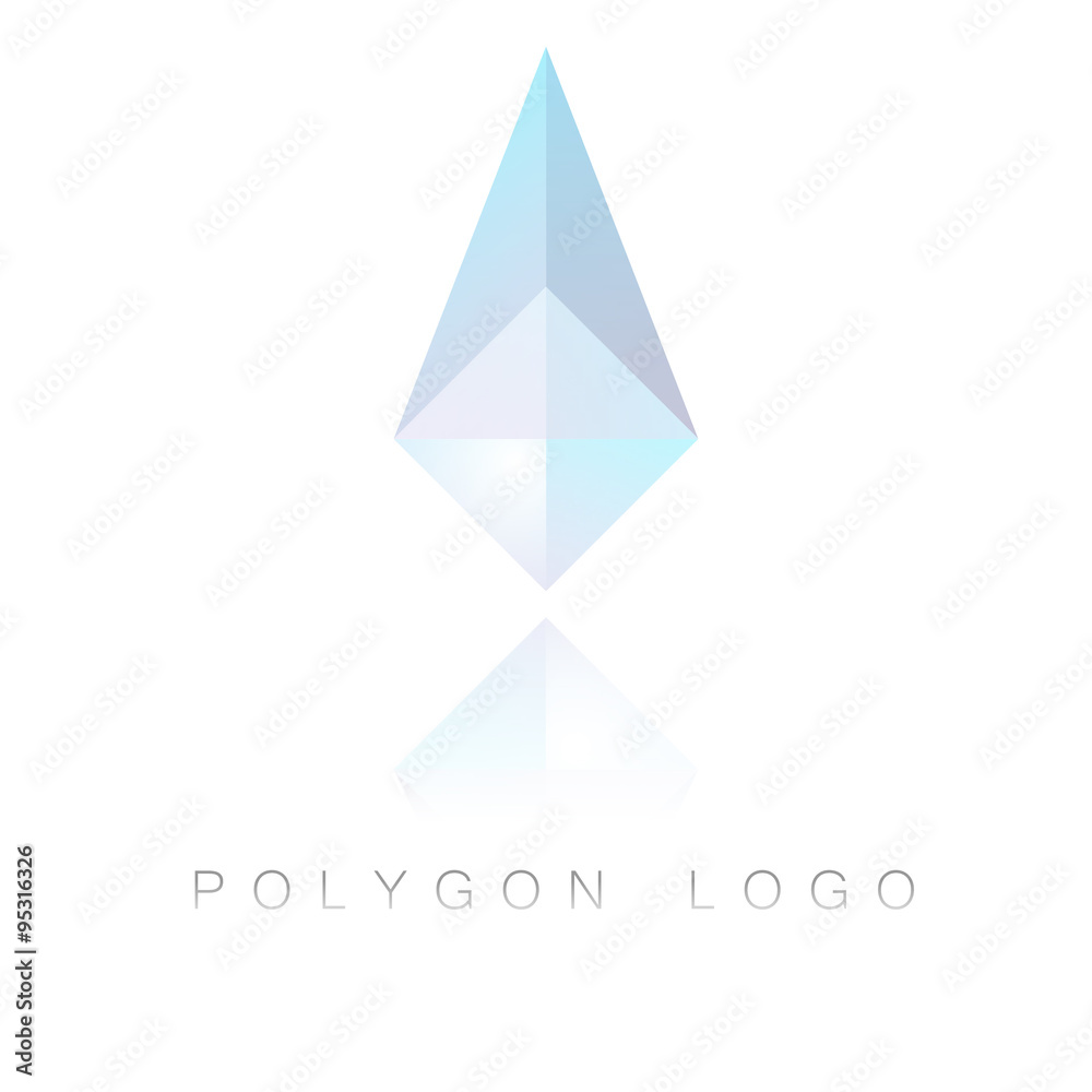 Emerald polygon logo in modern geometric style with reflection ...