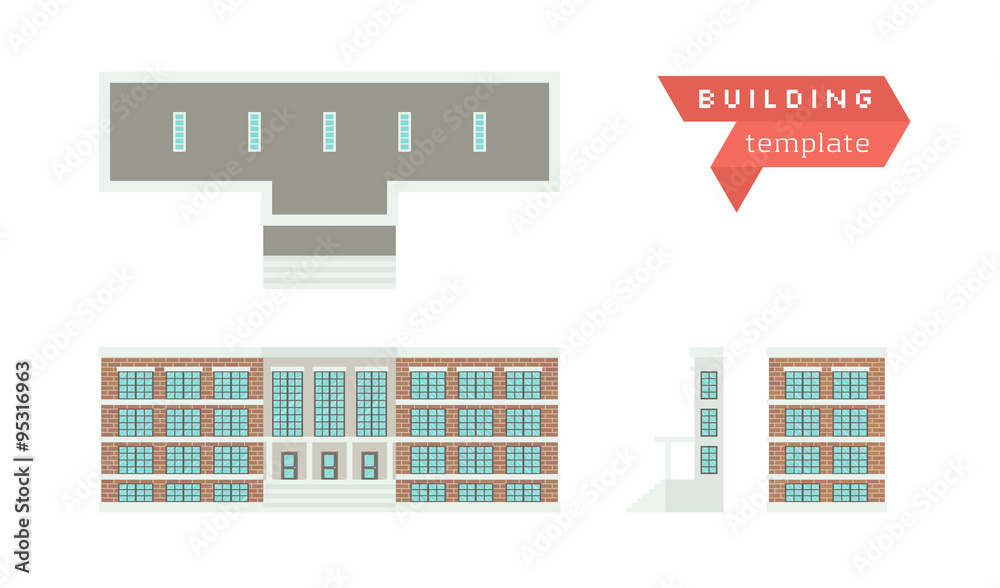 Administrative Building - Template for Creation Axonometric Proj Stock ...