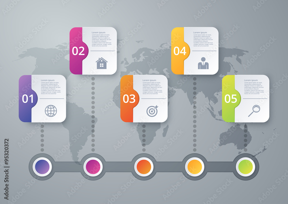 Vector illustration infographics timeline of squares Stock Vector ...