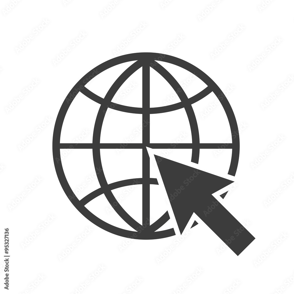Globe with arrow icon in a flat style web Stock Vector | Adobe Stock