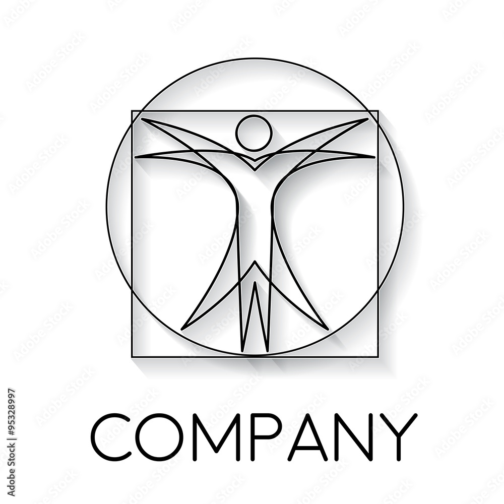 Vector sign abstract vitruvian man, in linear style Stock Vector ...