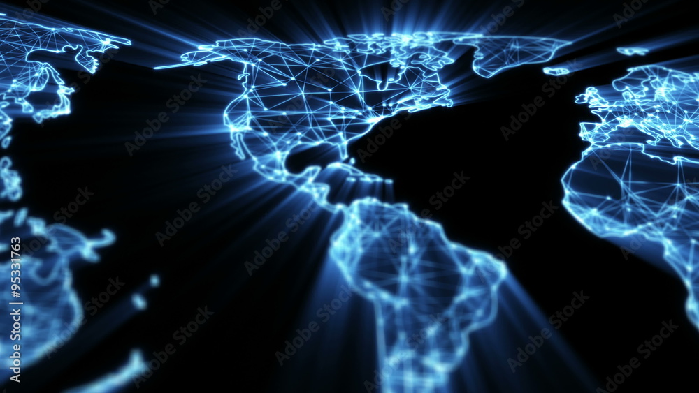 glowing blue world map panning seamless loop 4k (4096x2304) Stock Video ...