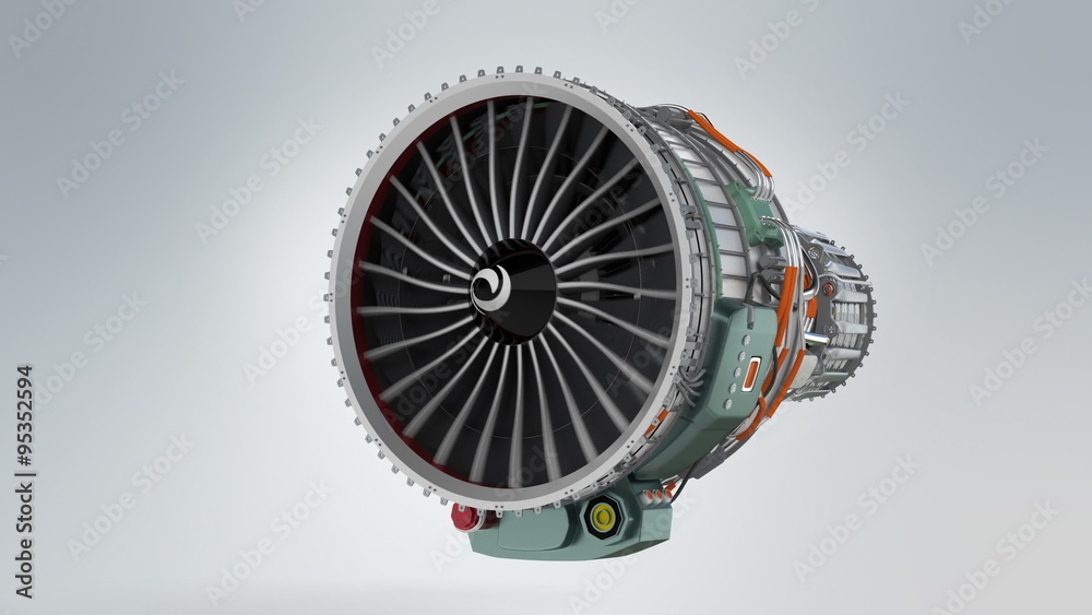 Animation of turbofan jet engine on gray background Stock Video | Adobe ...