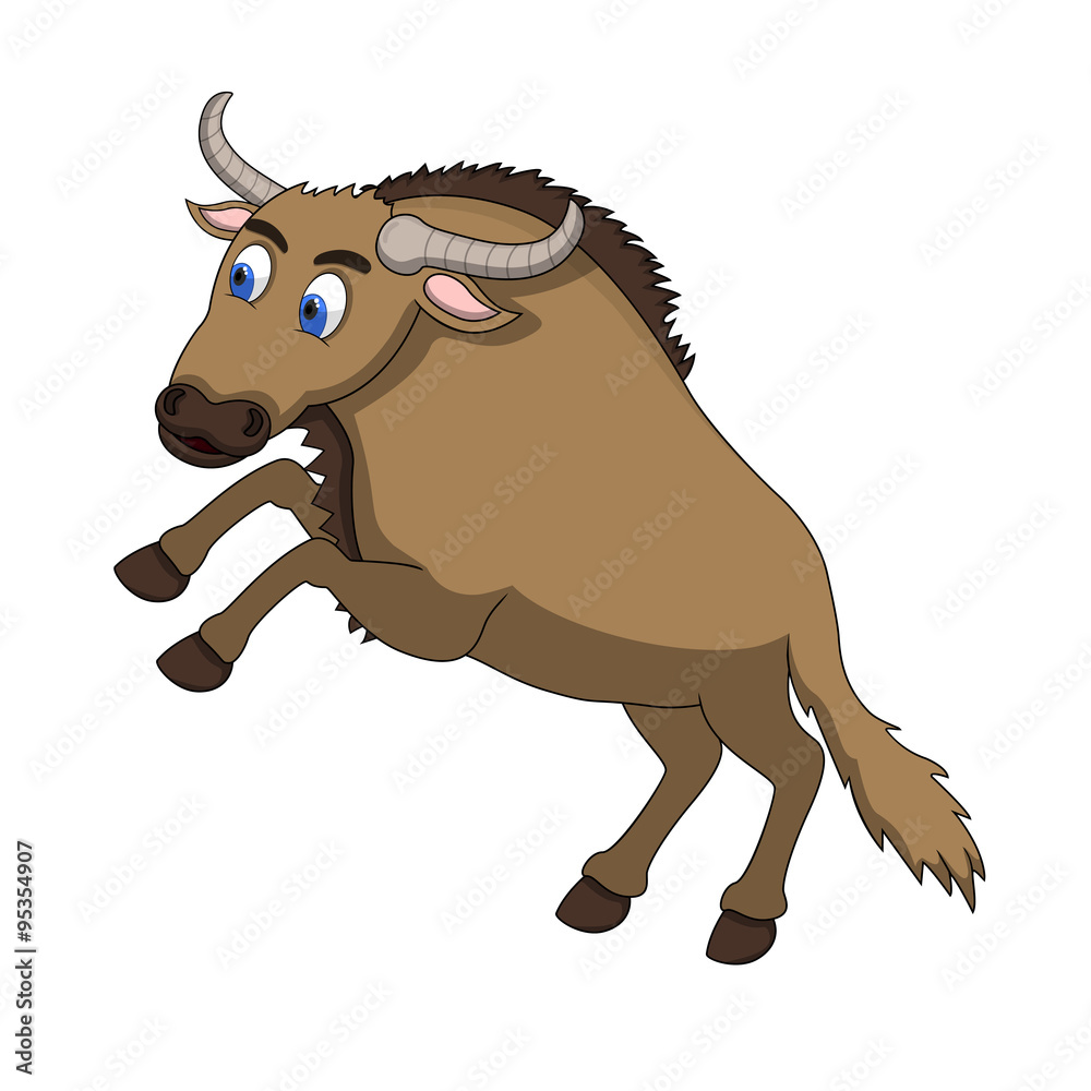 Wildebeest Cartoon Vector Illustration Stock Vector | Adobe Stock