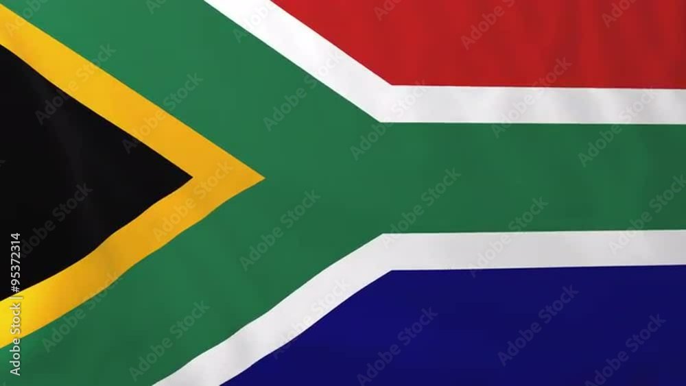 Flag of South Africa, slow motion waving. Rendered using official ...