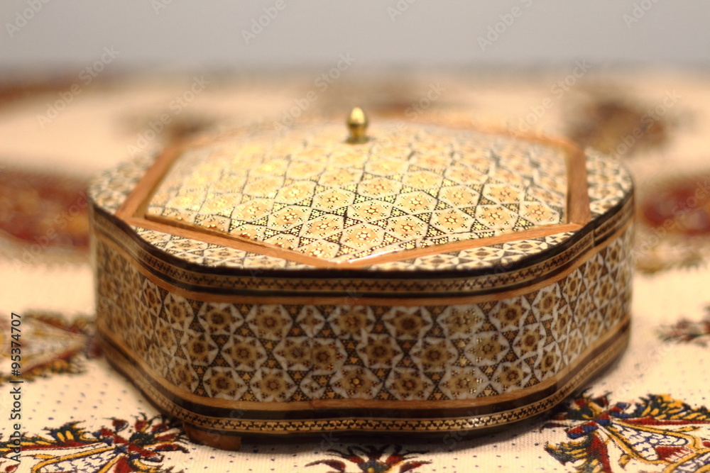 Iranian art, Khatam designed with gold twisted wire Stock Photo | Adobe ...