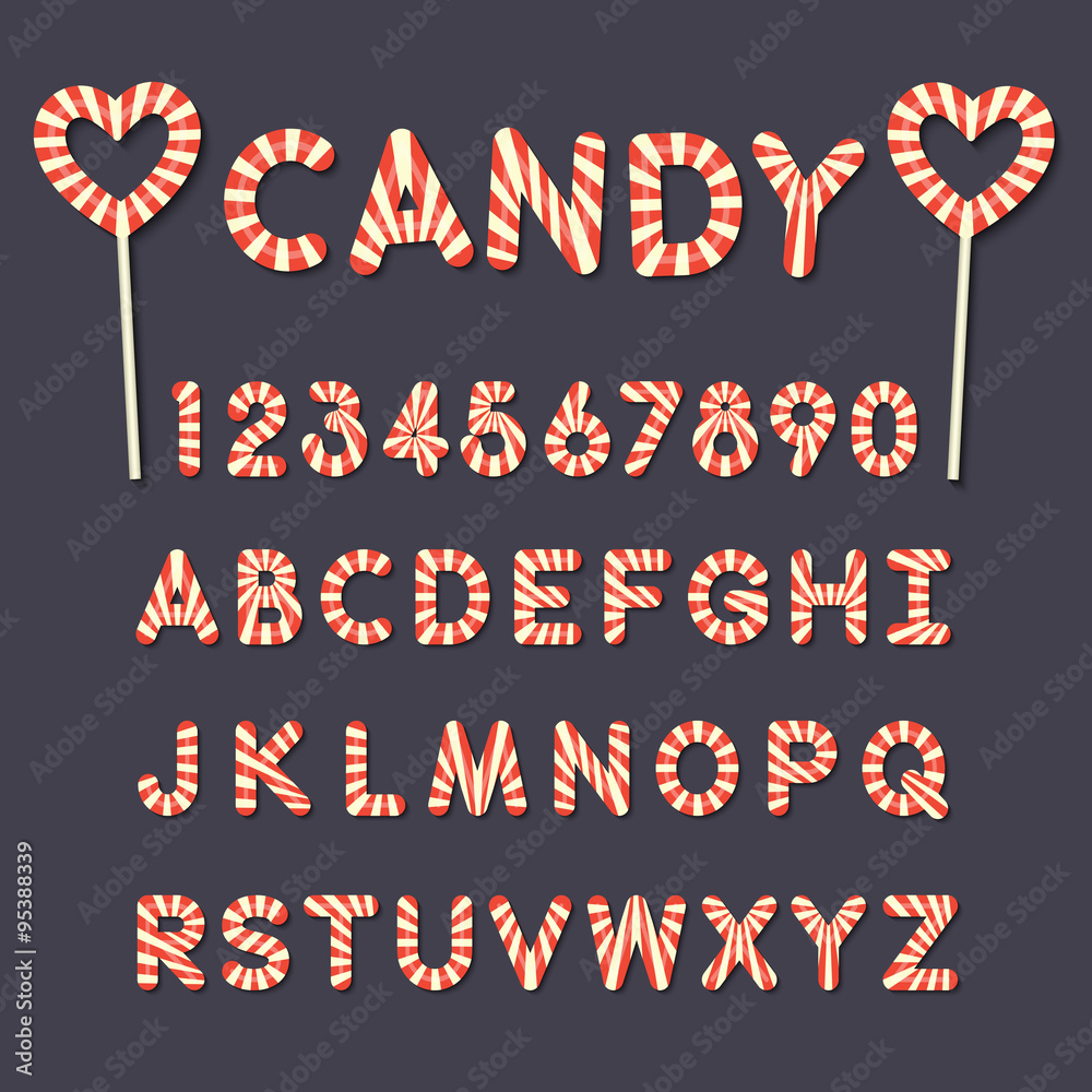 candy lollipop alphabet letters and numbers Stock Vector | Adobe Stock