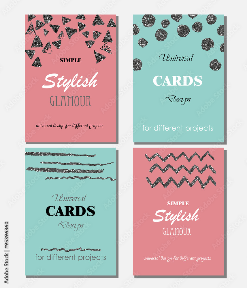 Collection of Universal Modern Stylish Cards Templates with Silver ...