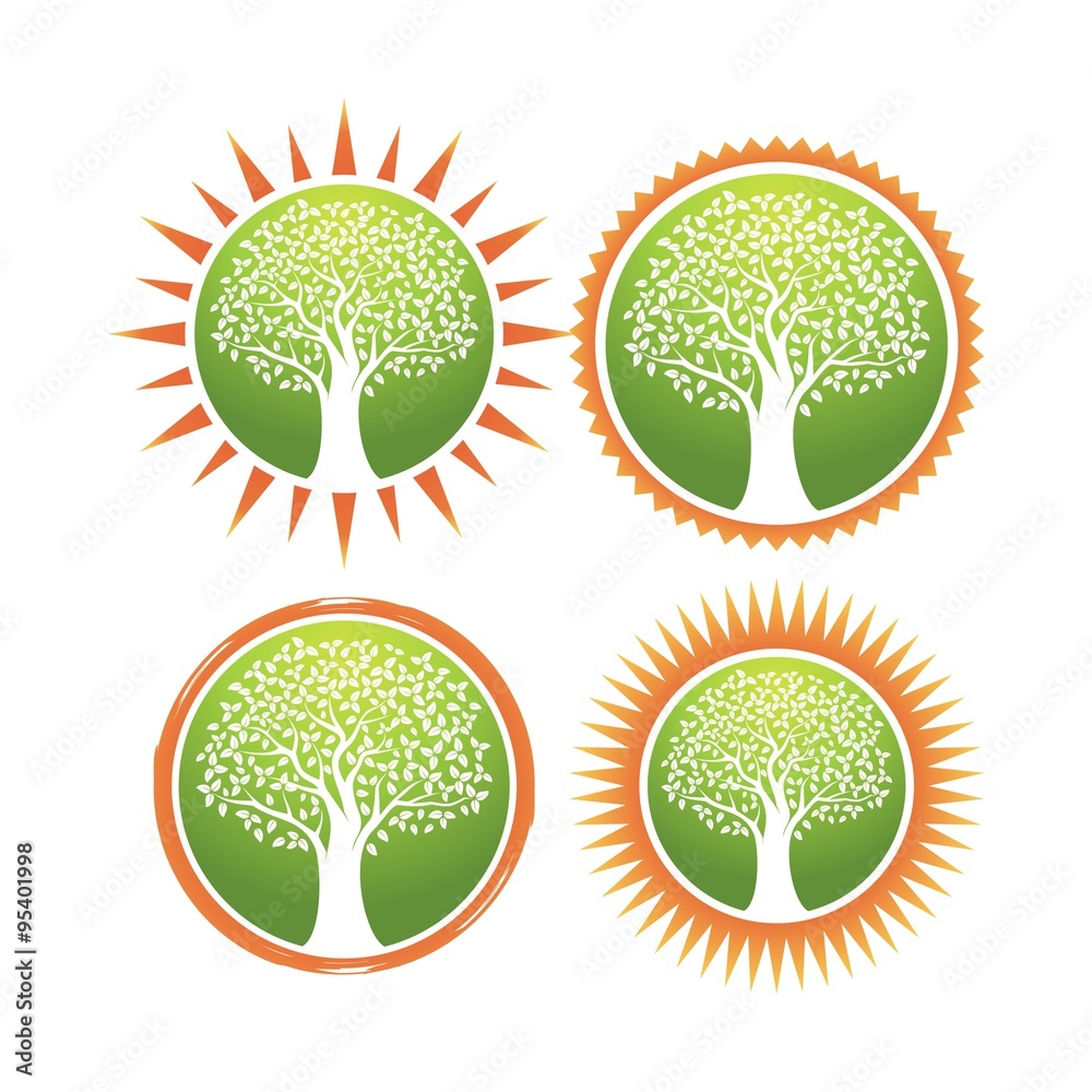 Sun And Tree Logo Designs