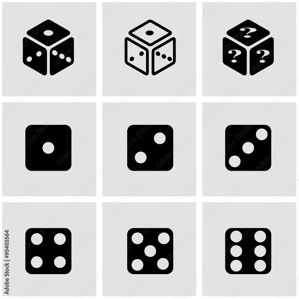 Vector black dice icon set. Dice Icon Object, Dice Icon Picture, Dice ...