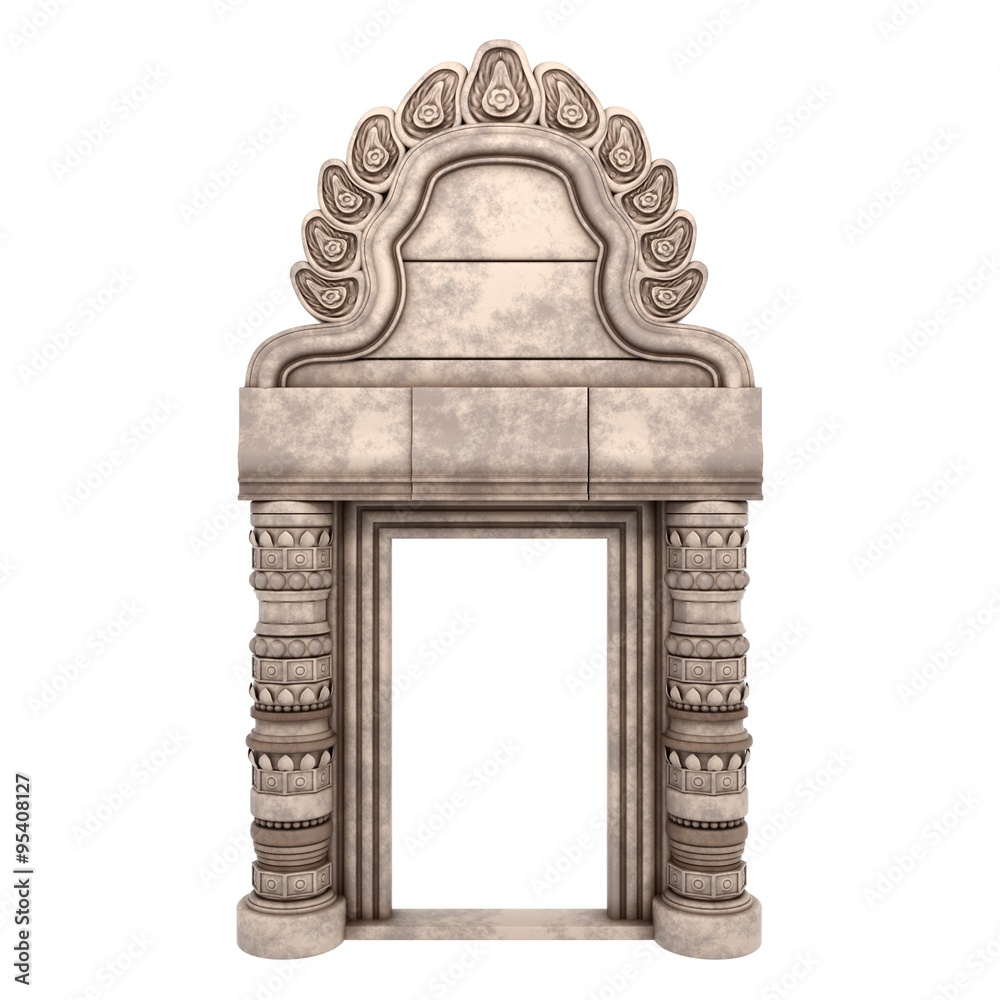 Traditional Indian Column Arc Isolated on White Stock Illustration ...