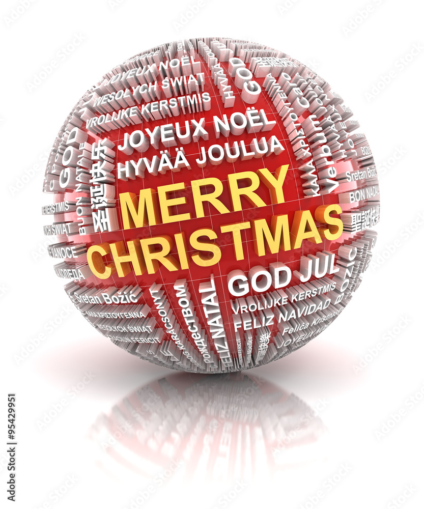 Sphere with christmas greetings in different languages Stock ...
