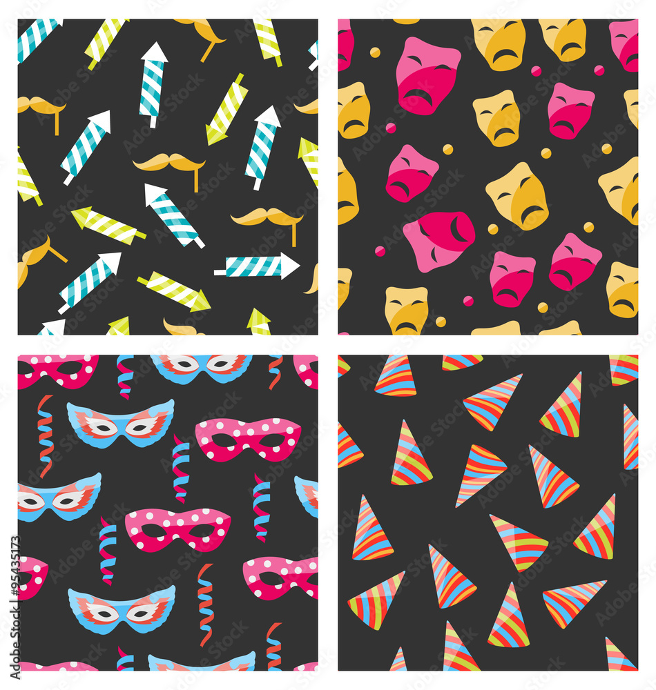 Collection Carnival Seamless Textures Stock Illustration | Adobe Stock
