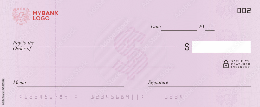Dollar Bank Cheque Vector Stock Vector | Adobe Stock