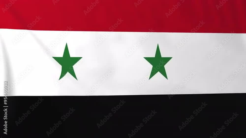 Flag of Syria, slow motion waving. Rendered using official design and ...