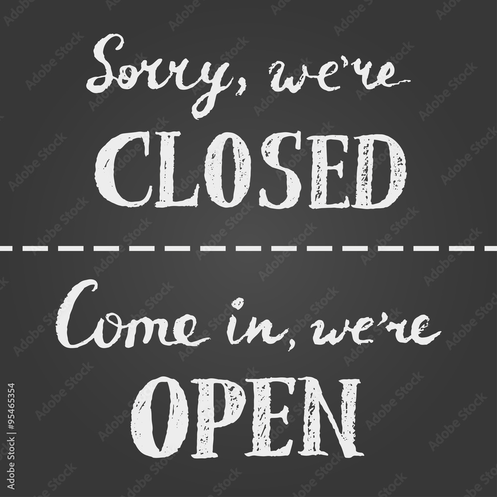 Open and closed chalk sign. vector de Stock | Adobe Stock