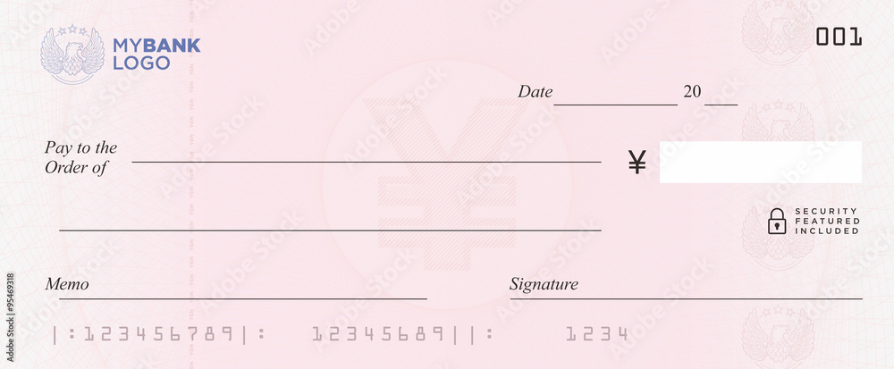 Yen Bank Cheque Vector Stock Vector | Adobe Stock