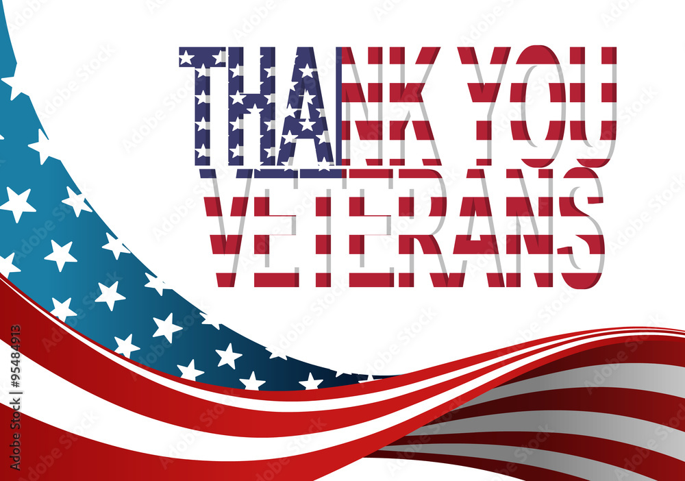 thank you veterans with flag Stock Illustration | Adobe Stock