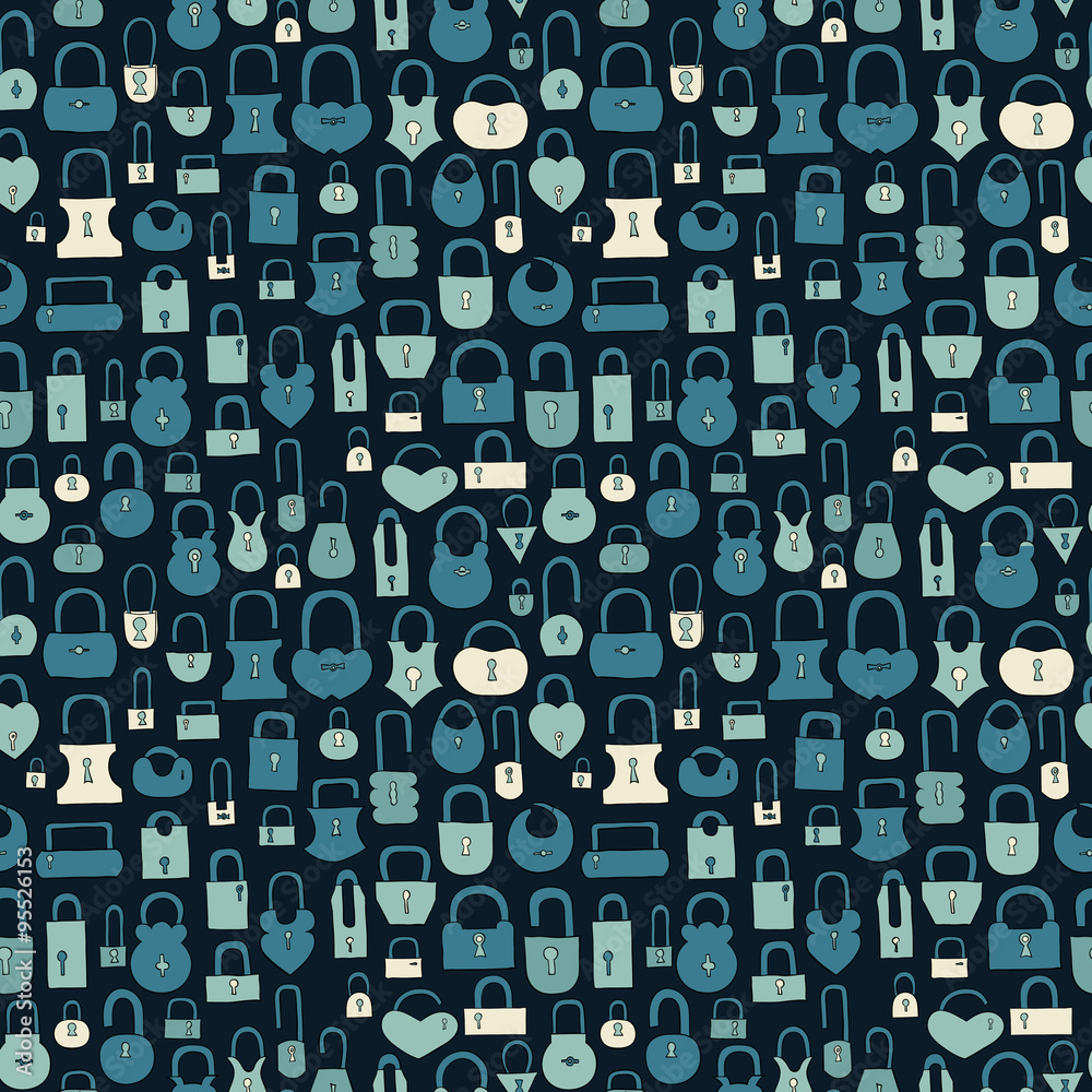 hand drawn vintage locks seamless pattern Stock Vector | Adobe Stock