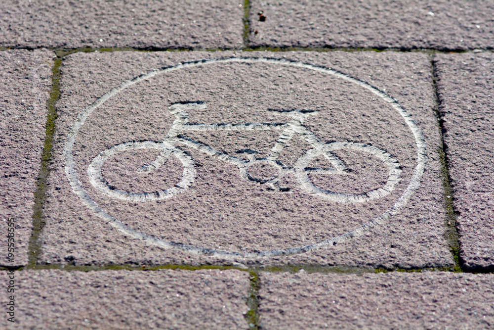Cycle Lane sign paving slab Stock Photo | Adobe Stock