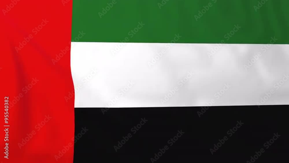 Flag of UAE, slow motion waving. Rendered using official design and ...