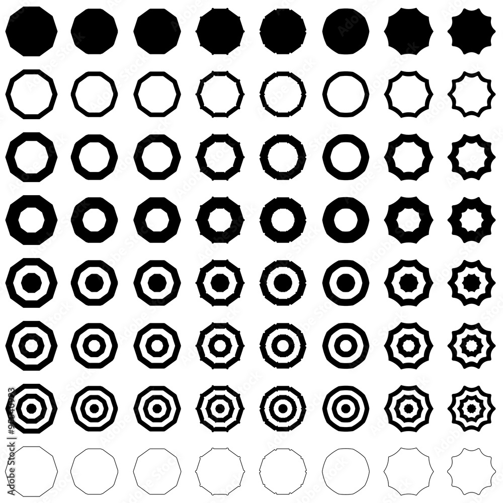 Decagon shape polygon set Stock Vector | Adobe Stock