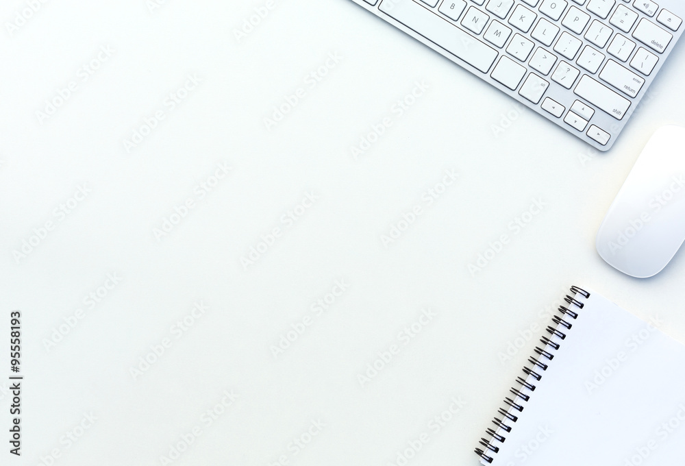 Office White Desk Top View with Business and Every Day Life Items and ...