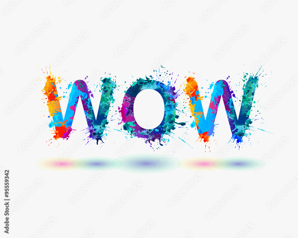 WOW. Rainbow splash paint sign Stock Vector | Adobe Stock