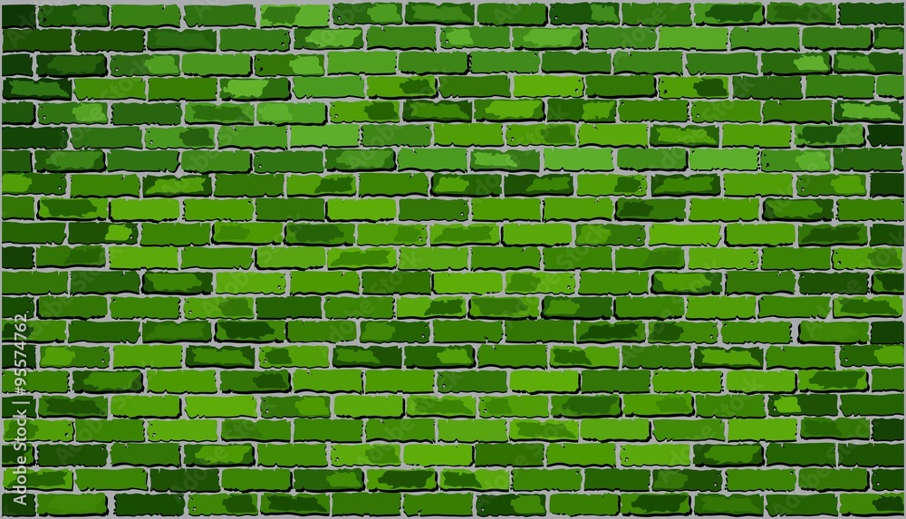 Green brick wall, Retro green brick wall vector, Seamless realistic ...