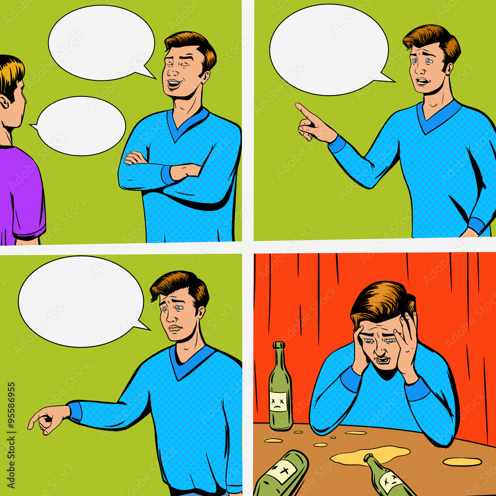 Comic strip with debate of two persons vector Stock Vector | Adobe Stock