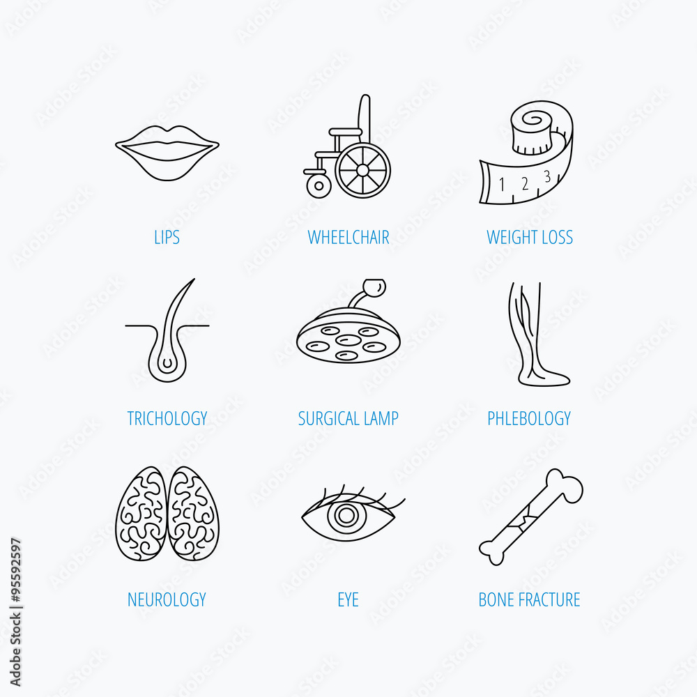 Eye, neurology brain and vein varicose icons. Stock Vector | Adobe Stock