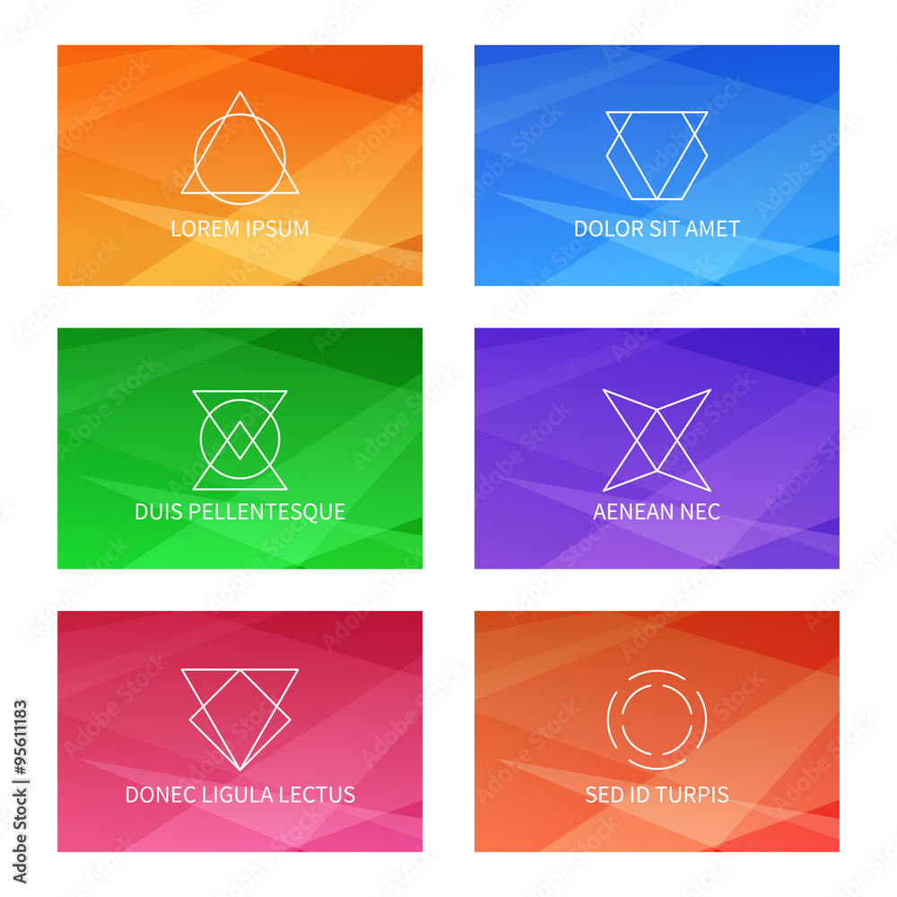 User interface vector templates set with triangular pattern and ...