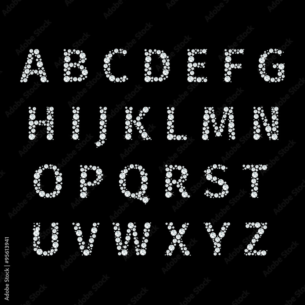Vector alphabet with diamonds letters Stock Vector | Adobe Stock