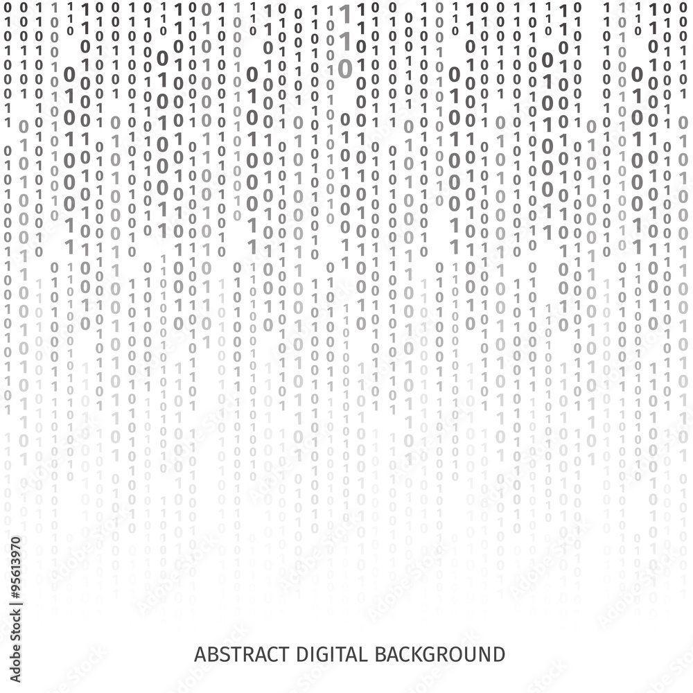 Binary code black and white background with digits on screen. Vector ...