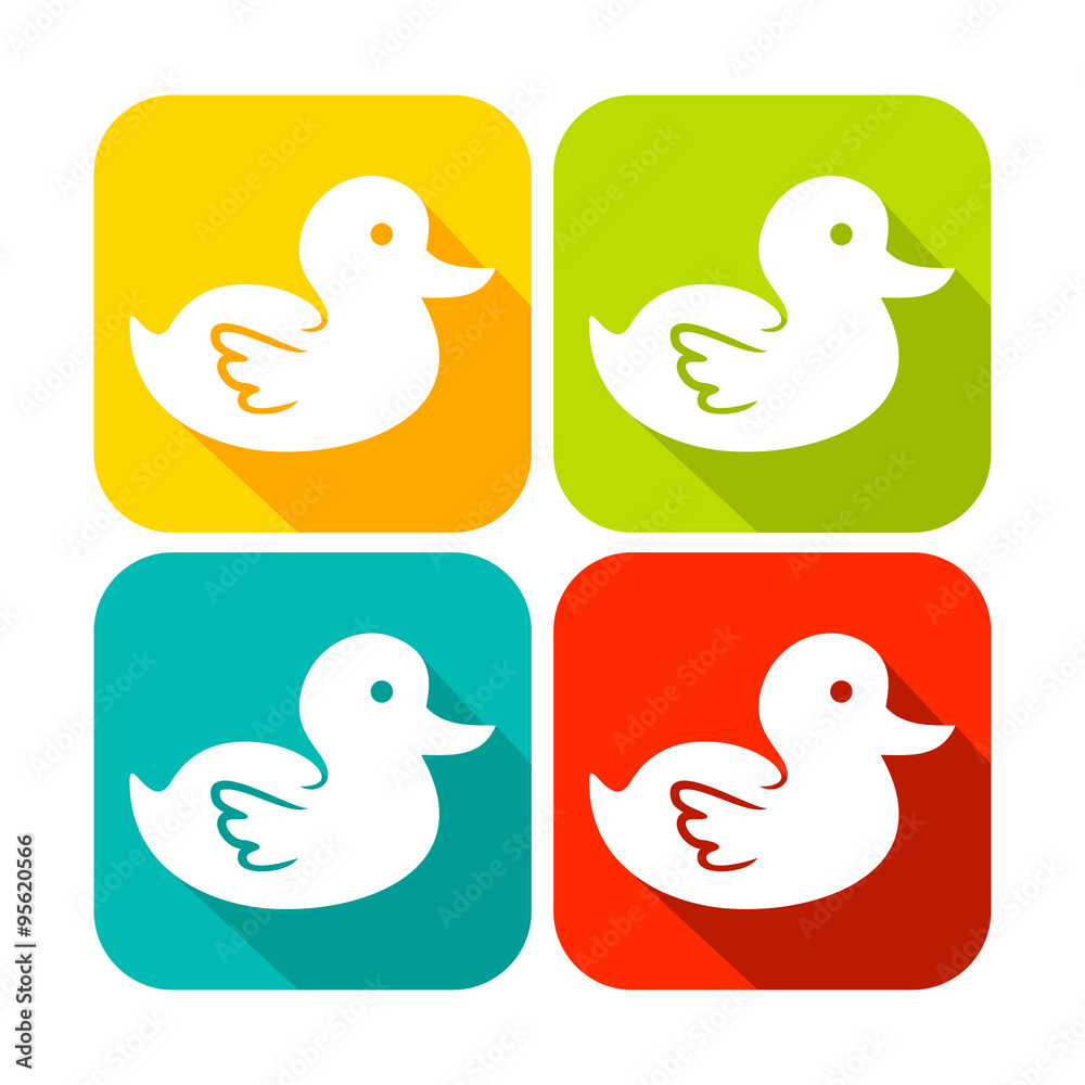 Cute Duck Rounded Square Icons Stock Vector | Adobe Stock